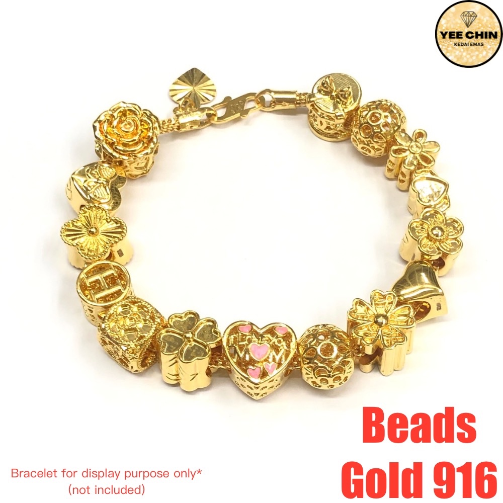 Yee Chin Bead Emas 916 Bajet Masdora Charm Pdr / Gold 916 Beads Pendant ...