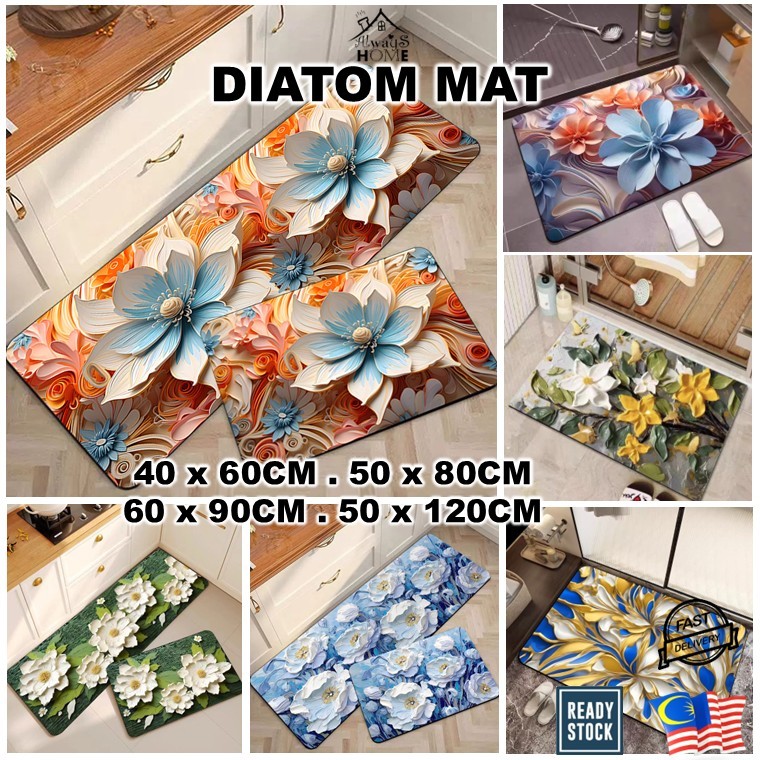 PDHO Alas kaki 3D diatom mat toilet carpet karpet kitchen bath dapur ...
