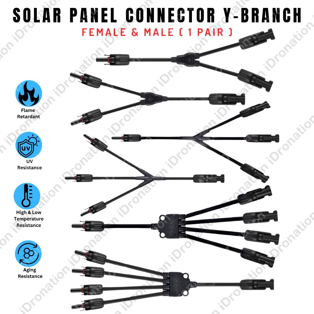 Y Branch MC4 4MM Photovoltaic Solar Panel Wire Cable Connector Adapter ...