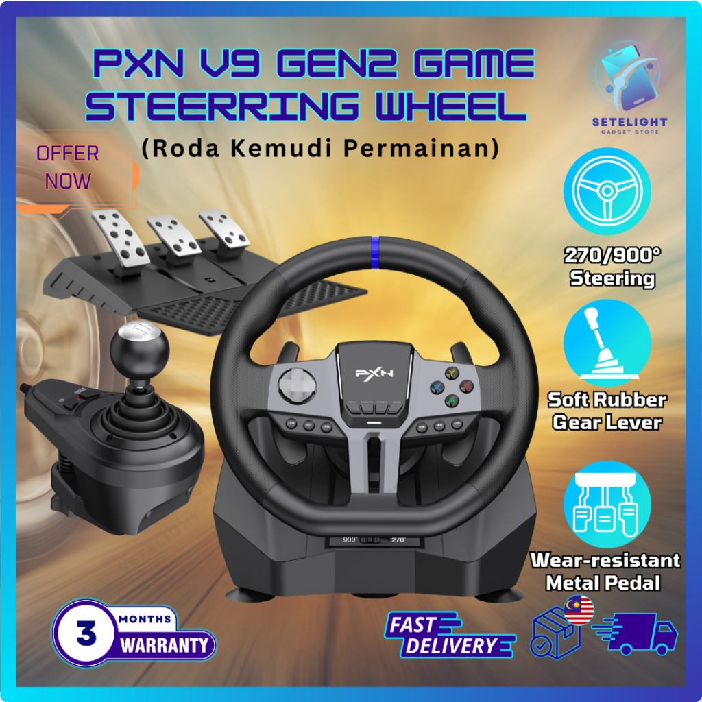 Gaming Racing Steering Wheel Roda Kemudi Permainan 270/900 Degree ...