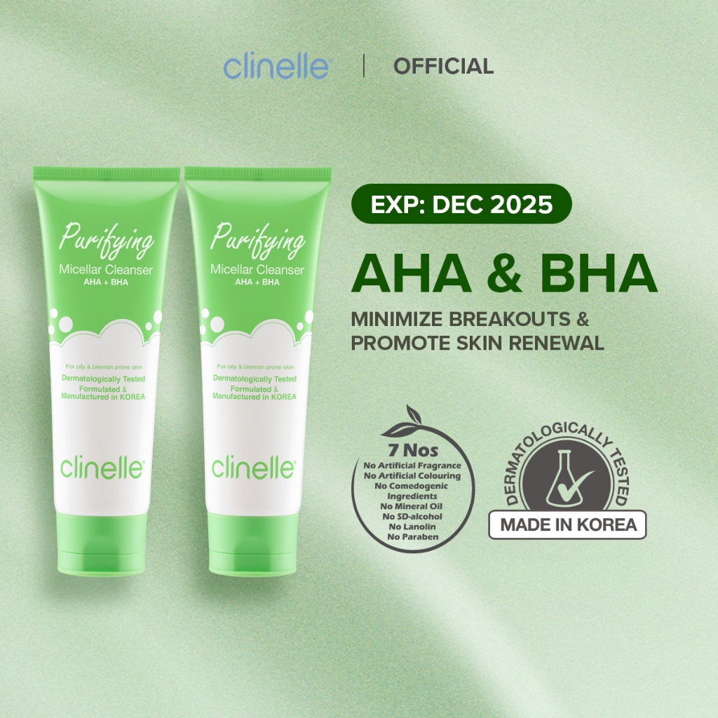 Clinelle Purifying Micellar Facial Cleanser 100ml - AHA, BHA, Deeply ...