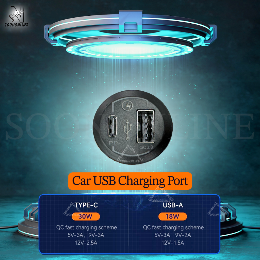 Proton Saga USB Car Charging Port Saga 2016 VVT above Type-C USB-A Fast ...
