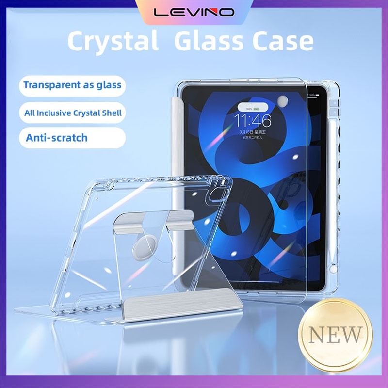 360 Rotating Crystal Acrylic Case For iPad Protective Cover With Pen ...