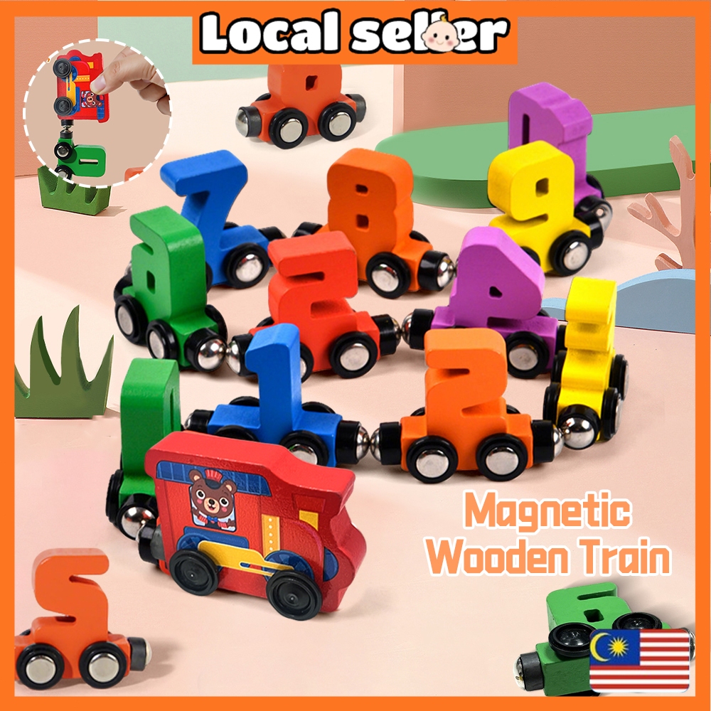 Aikoky Magnetic Digital Train Mini Wooden Toy Cultivate Children's ...