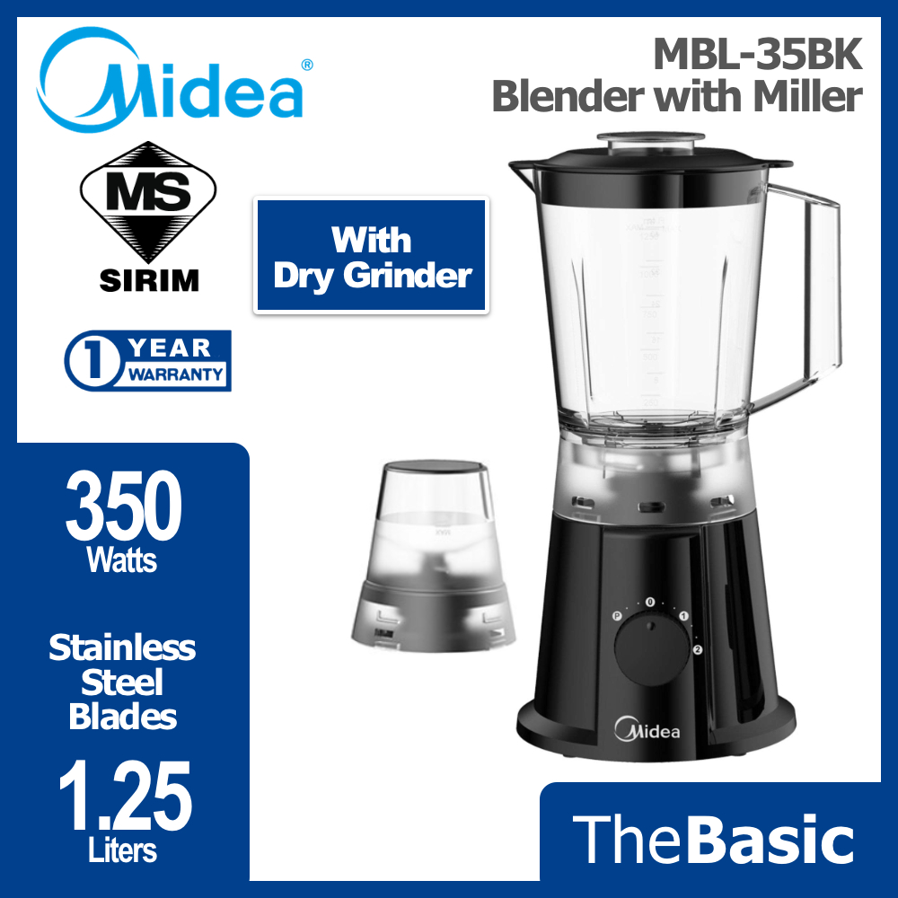 MIDEA 350w Powerful 1.25L Blender with Dry Miller ( MBL-35BK / MBL35BK ...