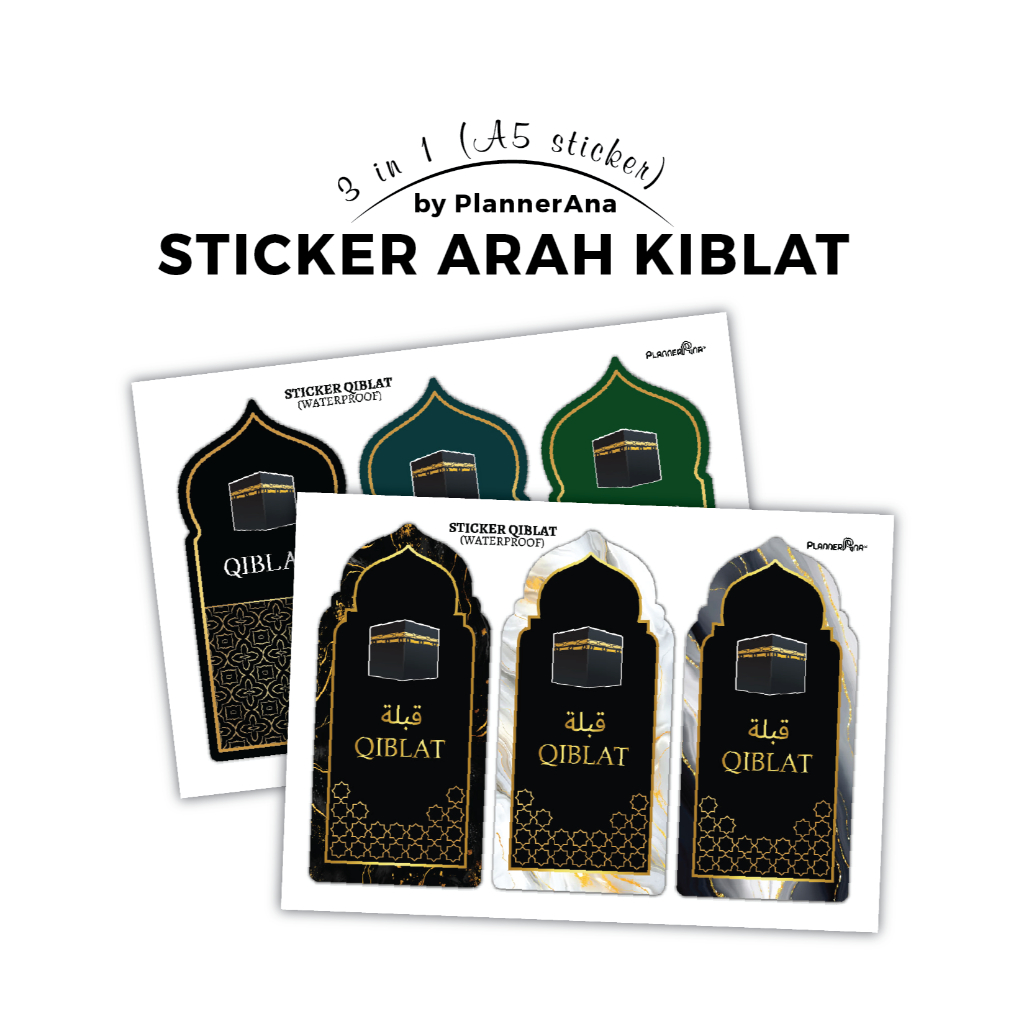 Arah kiblat (3in1) sticker water proof untuk lantai dan syiling ...