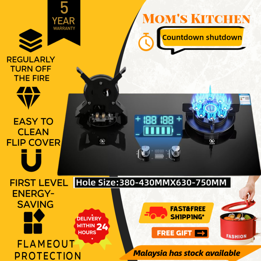 煤气炉 Gas Stove Desktop stove Dapur Gas Double Burner Gas Stove Steel ...