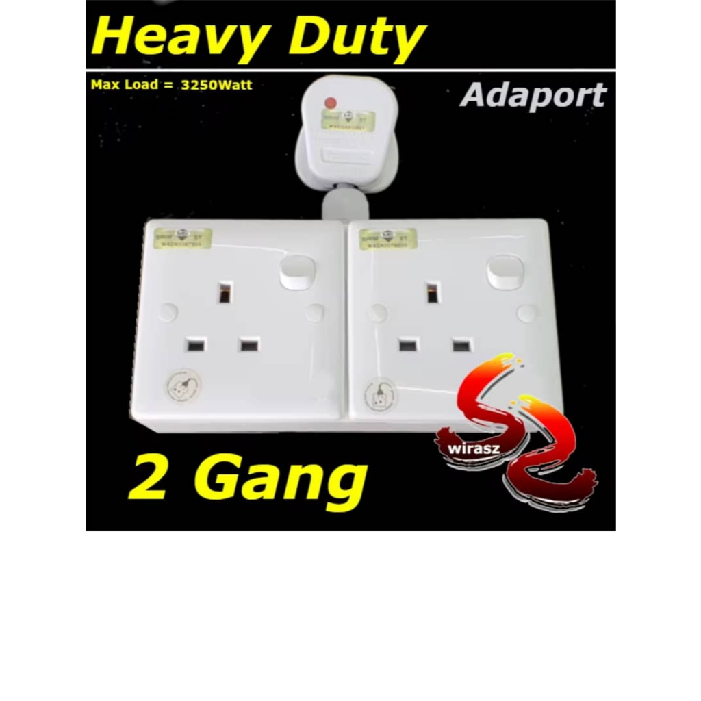 HEAVY DUTY Adaport Extension Socket Adaptor 2 Gang 3 Gang 4 Gang Wall ...