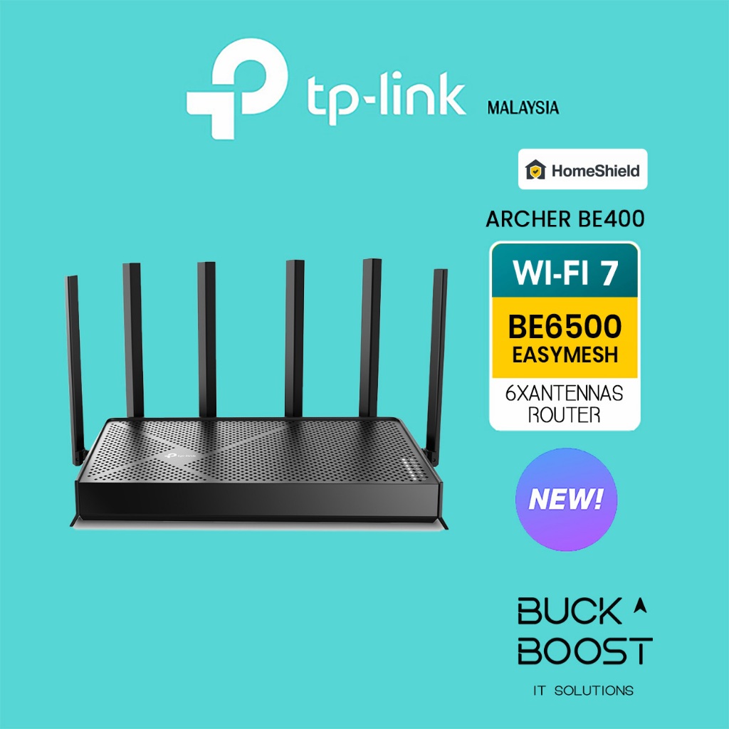 TP-LINK (ARCHER BE400) BE6500 Easy Mesh Wi-Fi 7 Dual Band Router (4 ...
