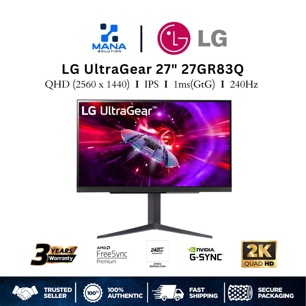 LG UltraGear 27" 27GR83Q | 2K QHD Monitor | 240Hz | 1ms | HDR10 | IPS ...