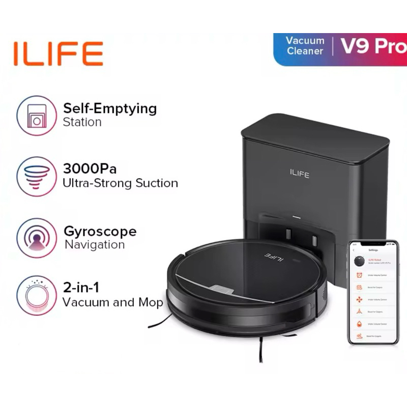 ILIFE V9 V9 Pro Robot Vacuum Cleaner Dry and Wet Sweeping Planned Cleaning Path 3000pa Suction ...
