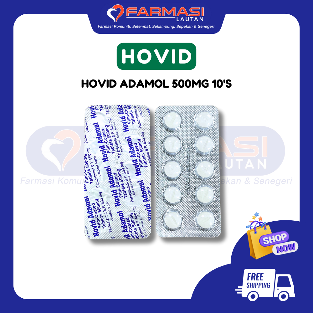 Hovid Adamol Paracetamol 500mg 10's (Fever/Pain/Headeache) | Shopee ...