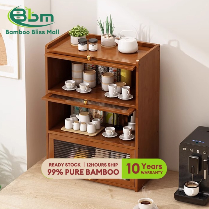 BBM Bamboo Kabinet Kayu 1/2/3Layer Kitchen Cabinet Kabinet Dapur Almari ...