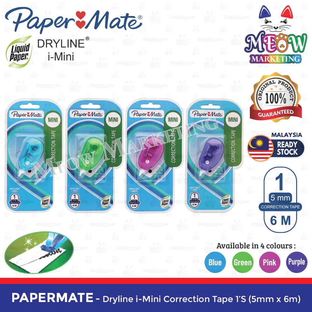 Papermate Dryline I-Mini Correction Tape 1'S (5mm x 6m) | Shopee Malaysia