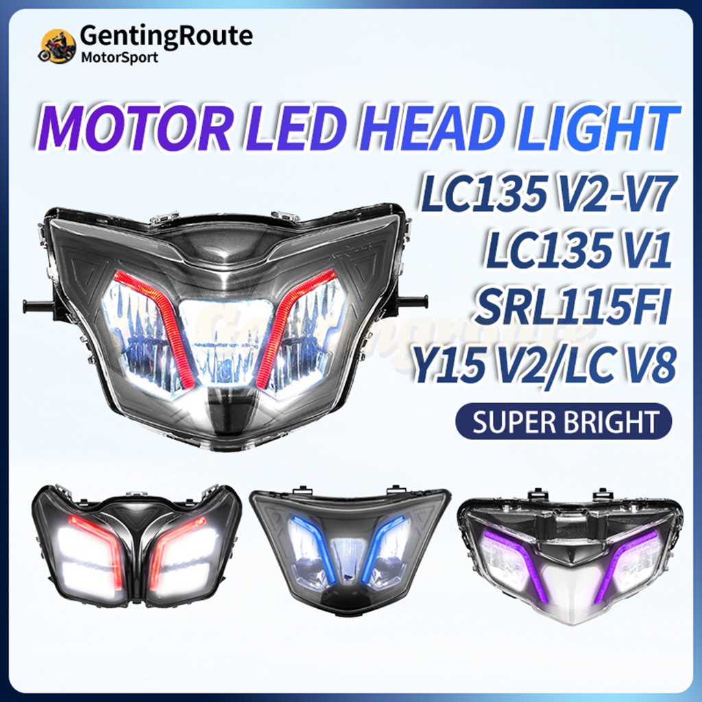 LC135 V1 V2 V3 V4 V5 V6 V7 V8 Y15 V2 Head Lamp LED Lampu Depan Headlight Headlamp X-Track Front ...