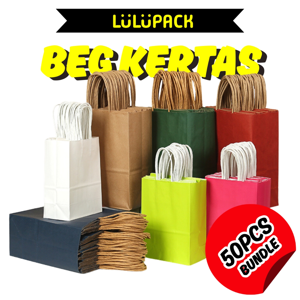 LULUPACK 50pcs Paper Bag Doorgift Goodies Bag Birthday Beg Kertas Murah ...