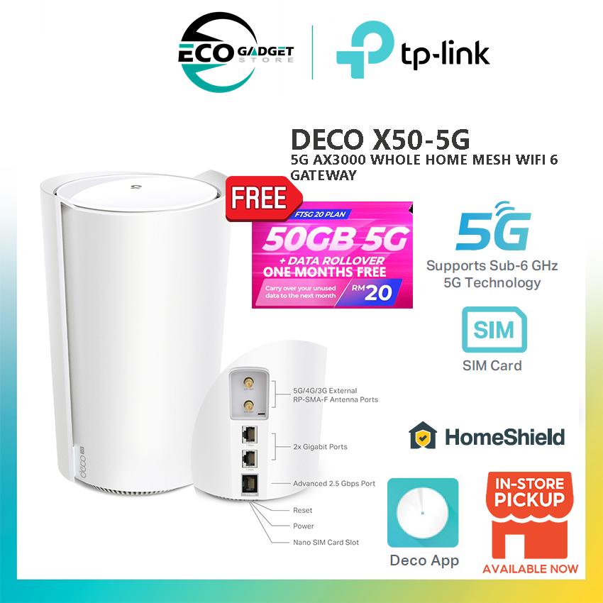 TP-Link Deco X50-5G 5G AX3000 Whole Home Mesh WiFi 6 Gateway Ultra-Fast Broadband Connection ...