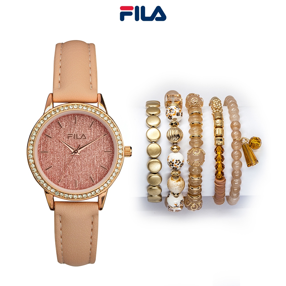 FILA Box Set Jam Tangan Wanita Ladies Leather Quartz Watch with Accessories 38-880-101 | Shopee ...