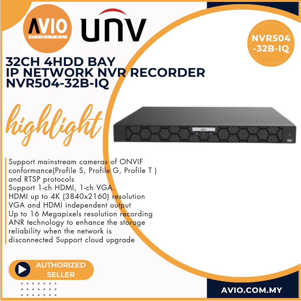 UNV Uniview 32CH 32 Channel 4K 8MP 8 Megapixel 4 Hdd Bay IP Network NVR ...