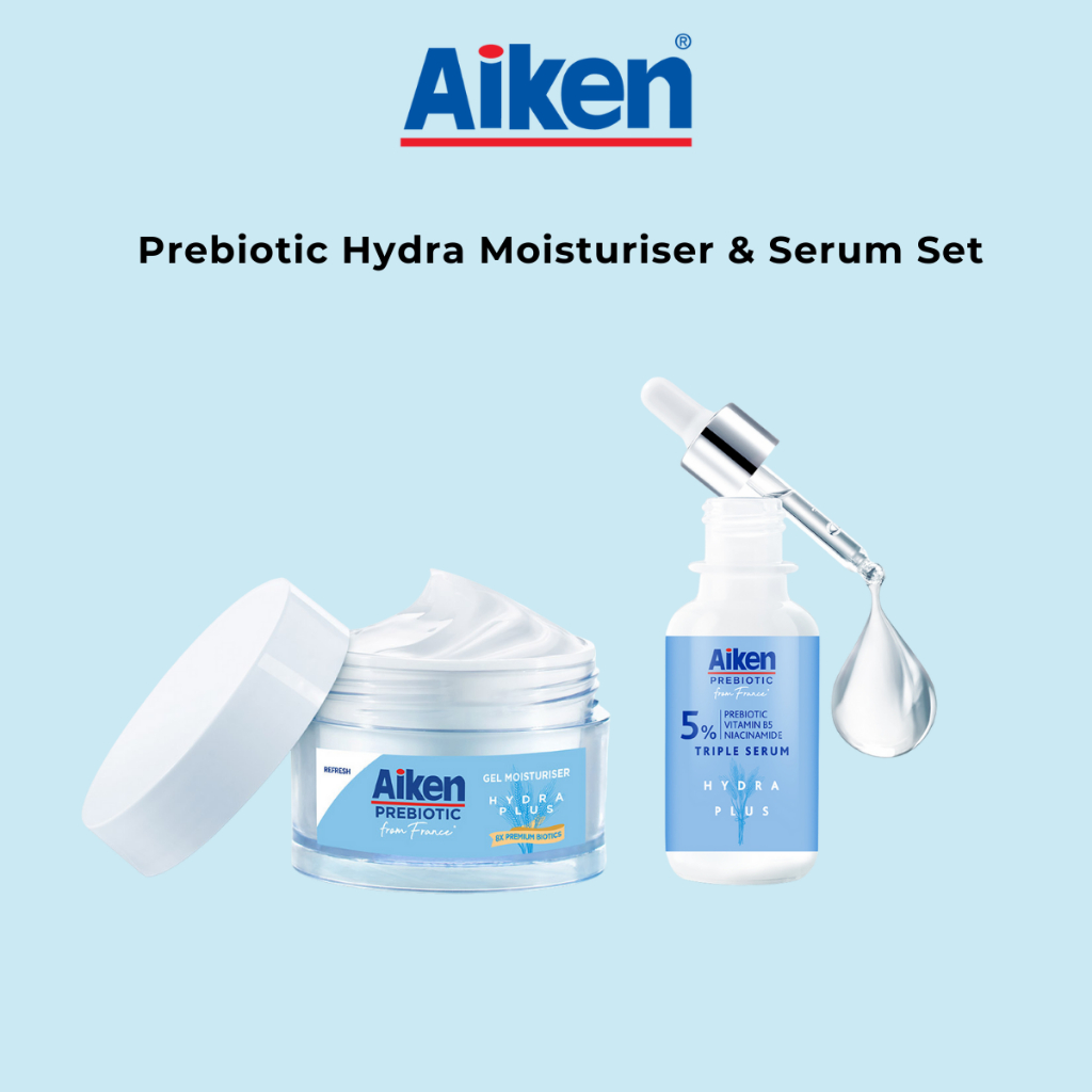 Aiken Prebiotic Hydra Moisturiser & Serum Set Boost Skin Hydration ...