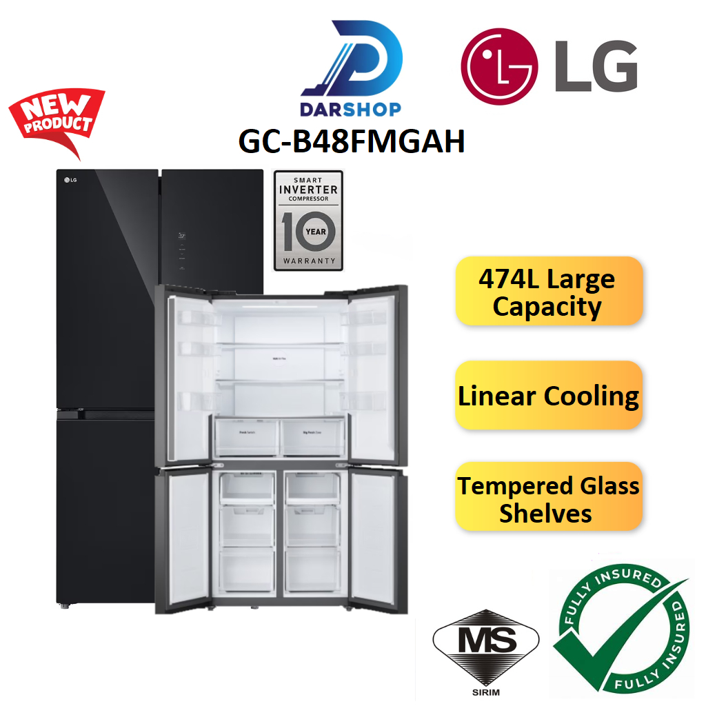 2025 NEW LG Side By Side Refrigerator Inverter Fridge 474L Nett Black ...