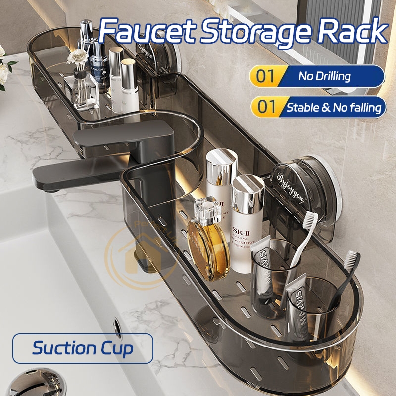 Transparent Faucet Storage Rack Suction Cup Removable Sponge Holder ...