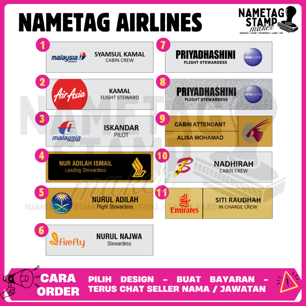 NAMETAG AIRLINES METAL - SAIZ 70X20MM | Shopee Malaysia