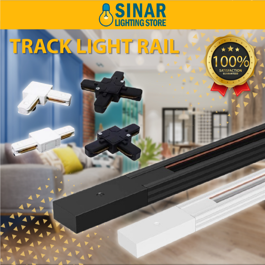 LED Track Light Rail Black & White 1 Meter / 2 Meter / 3 Meter | Shopee ...