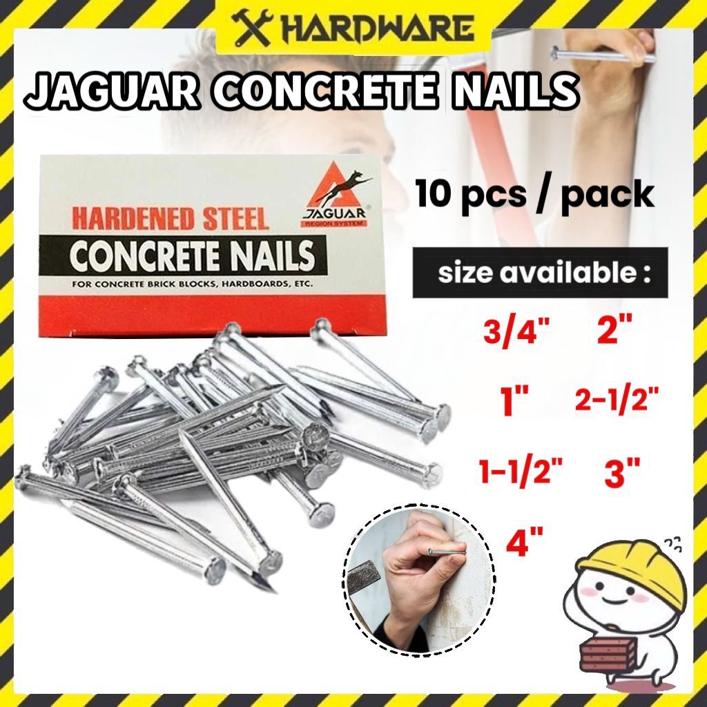 (10PCS/PACK) JAGUAR CONCRETE NAILS/PAKU CONCRETE/PAKU BATU/PAKU DINDING ...