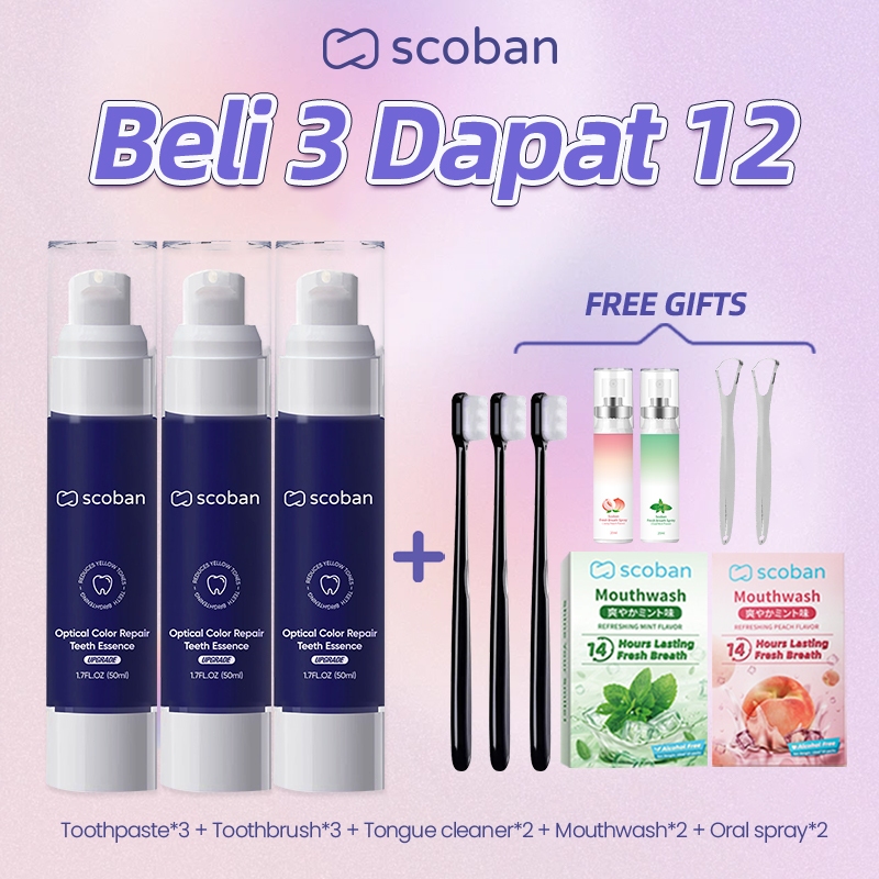 Scoban Ubat Gigi Ungu + Ubat Kumur + Spray Mulut, Pemutihan Gigi ...