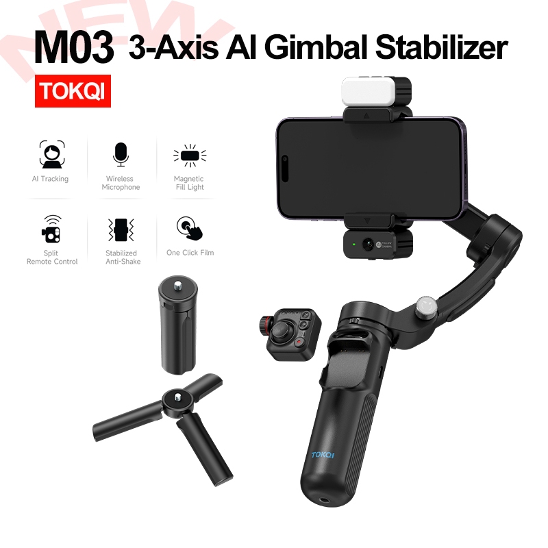 NEW TOKQI M03 Three-Axis Gimbal Stabilizer Handheld Shooting Ai Face ...