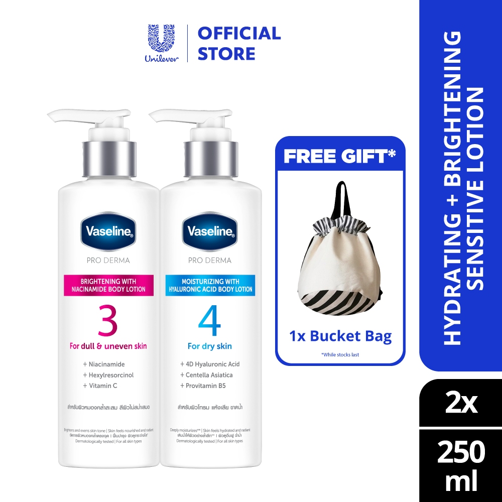 Vaseline Proderma Hyaluronic Acid Body Lotion 250ml x1 + Niacinamide ...