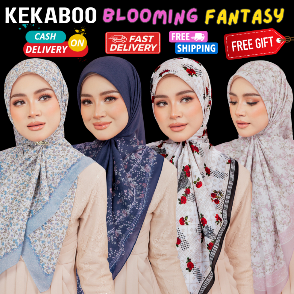 KEKABOO BLOOMING FANTASY BIDANG 45 50 58 KEKABOO TUDUNG BAWAL COTTON ...