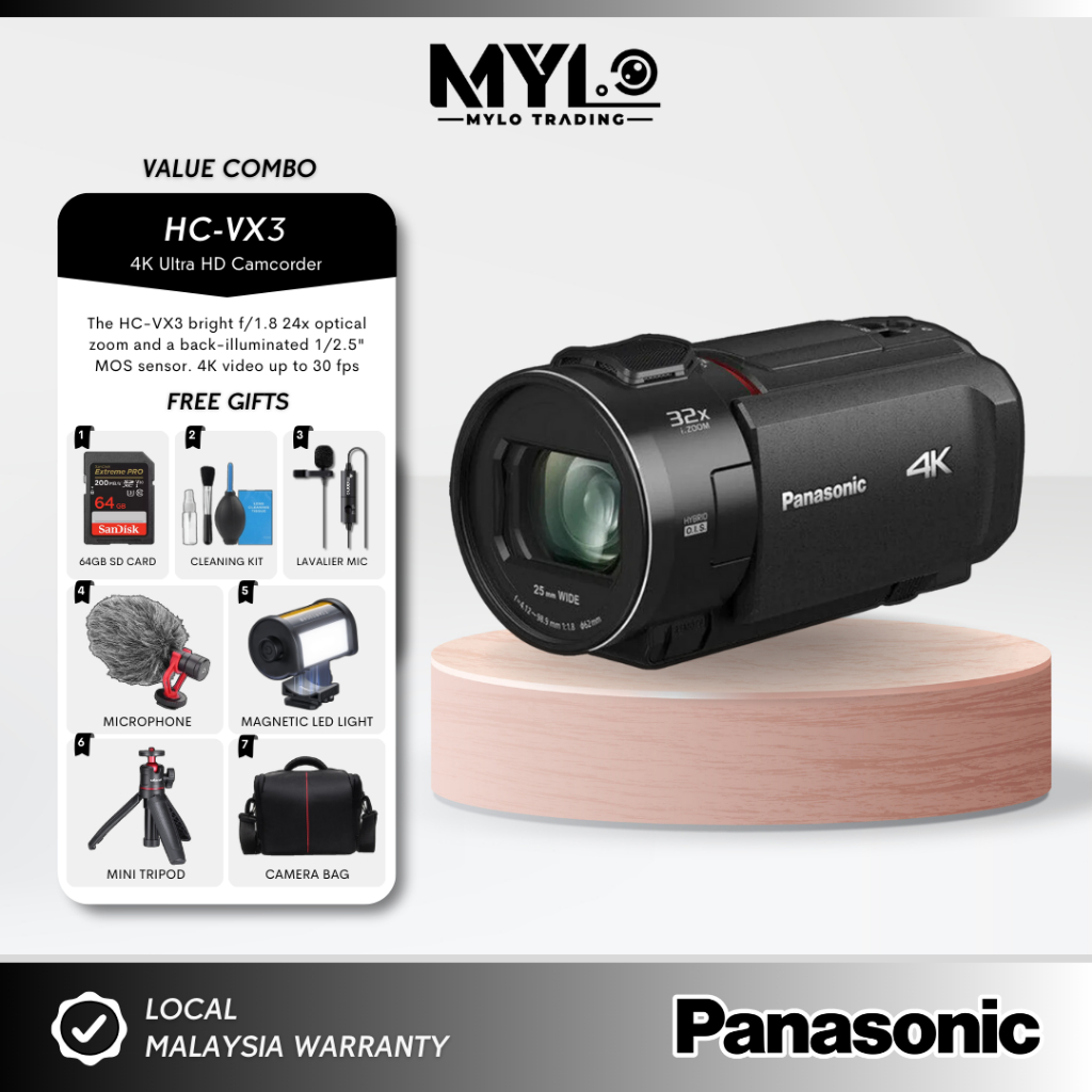 (READY STOCK) - Panasonic HC-VX3 UHD 4K Camcorder with 24x Zoom | Shopee Malaysia