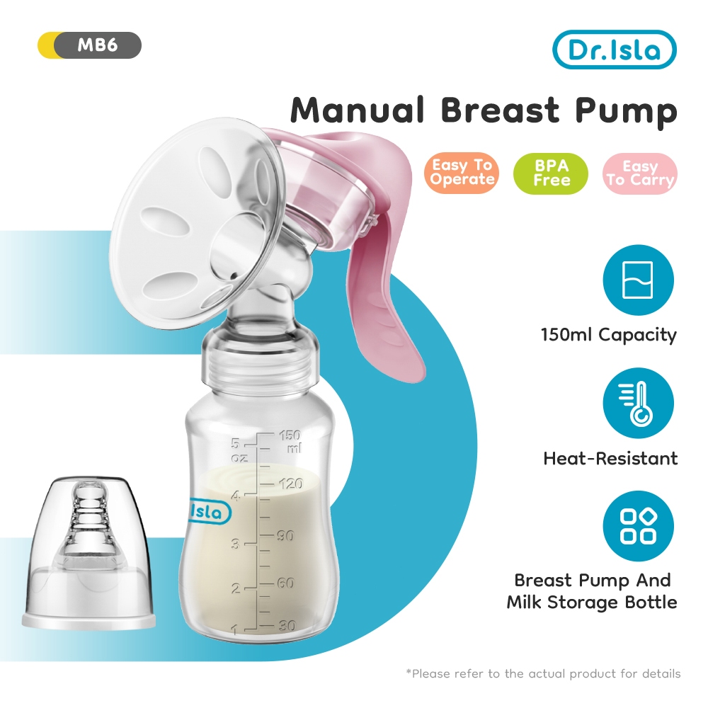 Dr.isla Manual Breast Pump Breast Milk Pump Susu Breastpump with Bottle ...