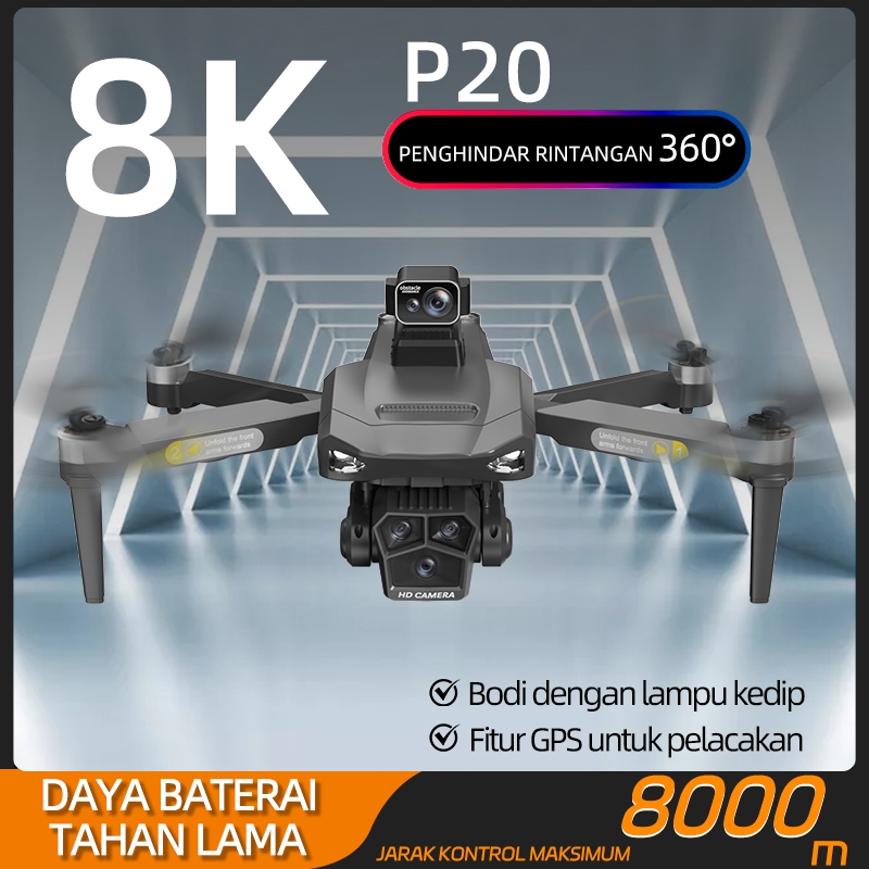 P20 GPS Drone 8K HD Dual Camera - Obstacle Avoidance Lipat Fotografi ...