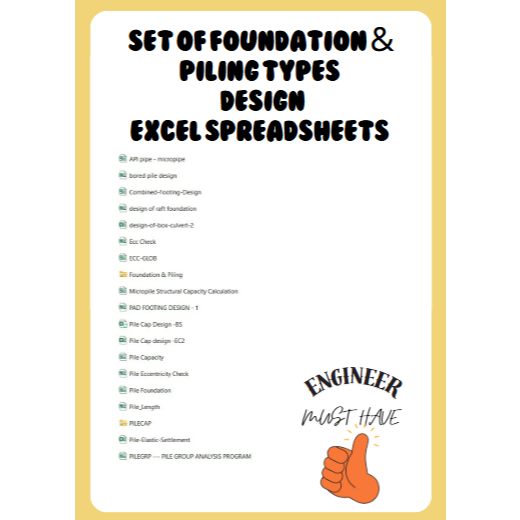Set of Foundation & Piling types design excel Spreadsheets Useful for ...