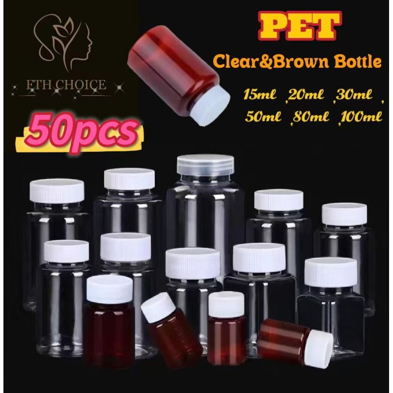 READYSTOCK🔥50PCS [Plastic Bottle] Botol Plastik 15ml, 20ml, 30ml, 50ml ...