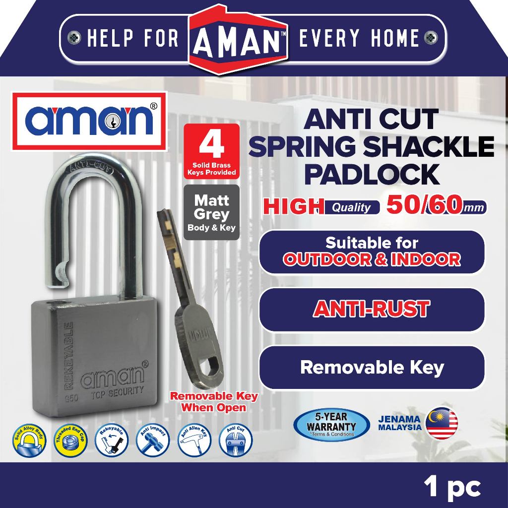 AMAN Padlock Heavy Duty Anti Cut Anti Rust High Security Mangga Kunci ...