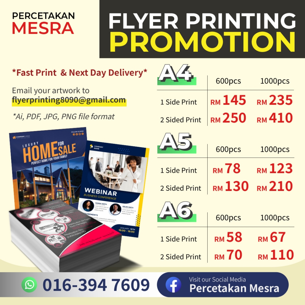 [FAST PRINT] FLYERS / BROCHURE / LEAFLET / FLYER PRINTING A4 / A5 / A6 ...