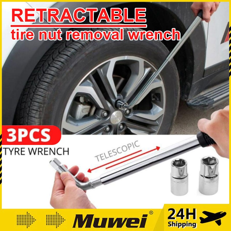 3PCS Tyre Wrench Telescoping Lug Wrench Spanner Lug Wheel Wrench with ...
