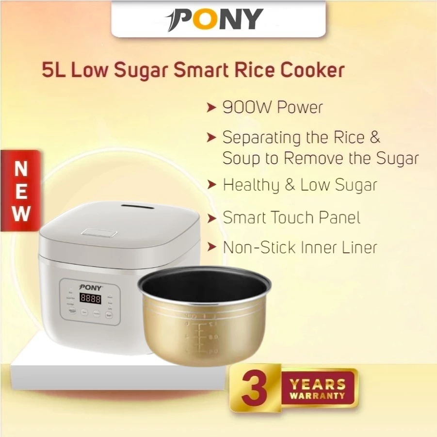Pony 5L Electric Multifunction Non-Stick Micro sugar Rice Cooker Keep ...