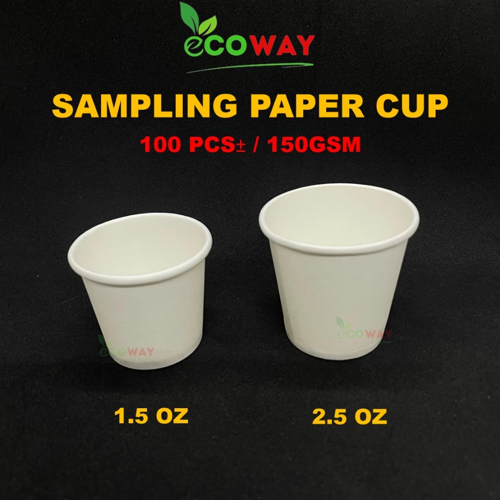 [100 pcs±] 1.5 oz./2.5 oz. Paper Sampling Cup/ Paper White Sampling Cup ...