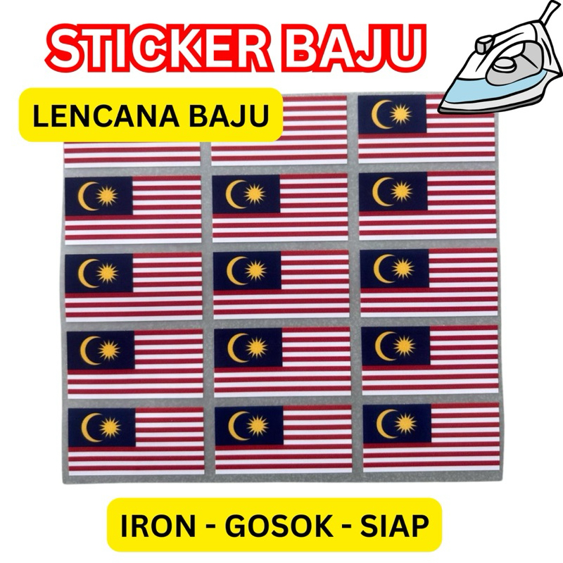 20pcs Sticker Bendara Malaysia- Terus Iron Terus Melekat Standard ...