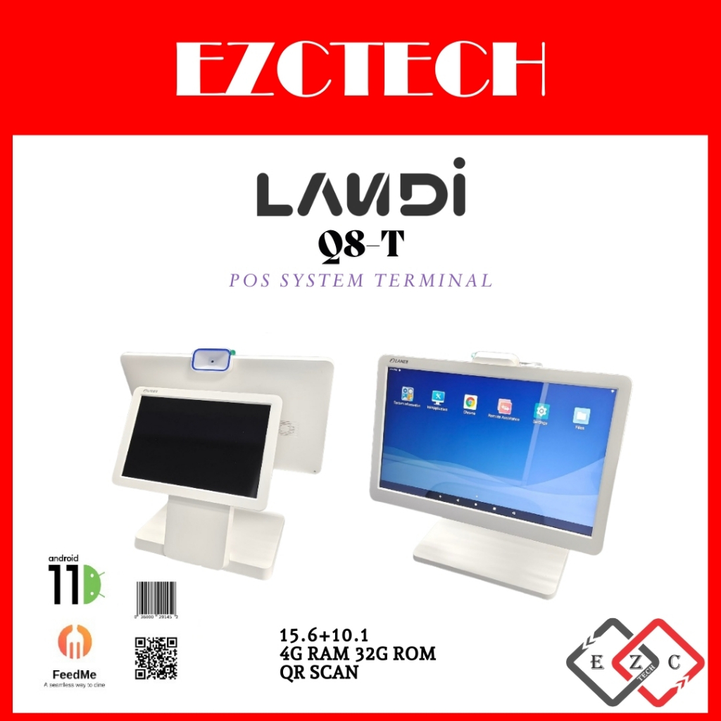 LANDI Q8-T 15.6+10.1 DUALSCREEN ANDROID 11 POS SYSTEM TERMINAL FEEDME ...