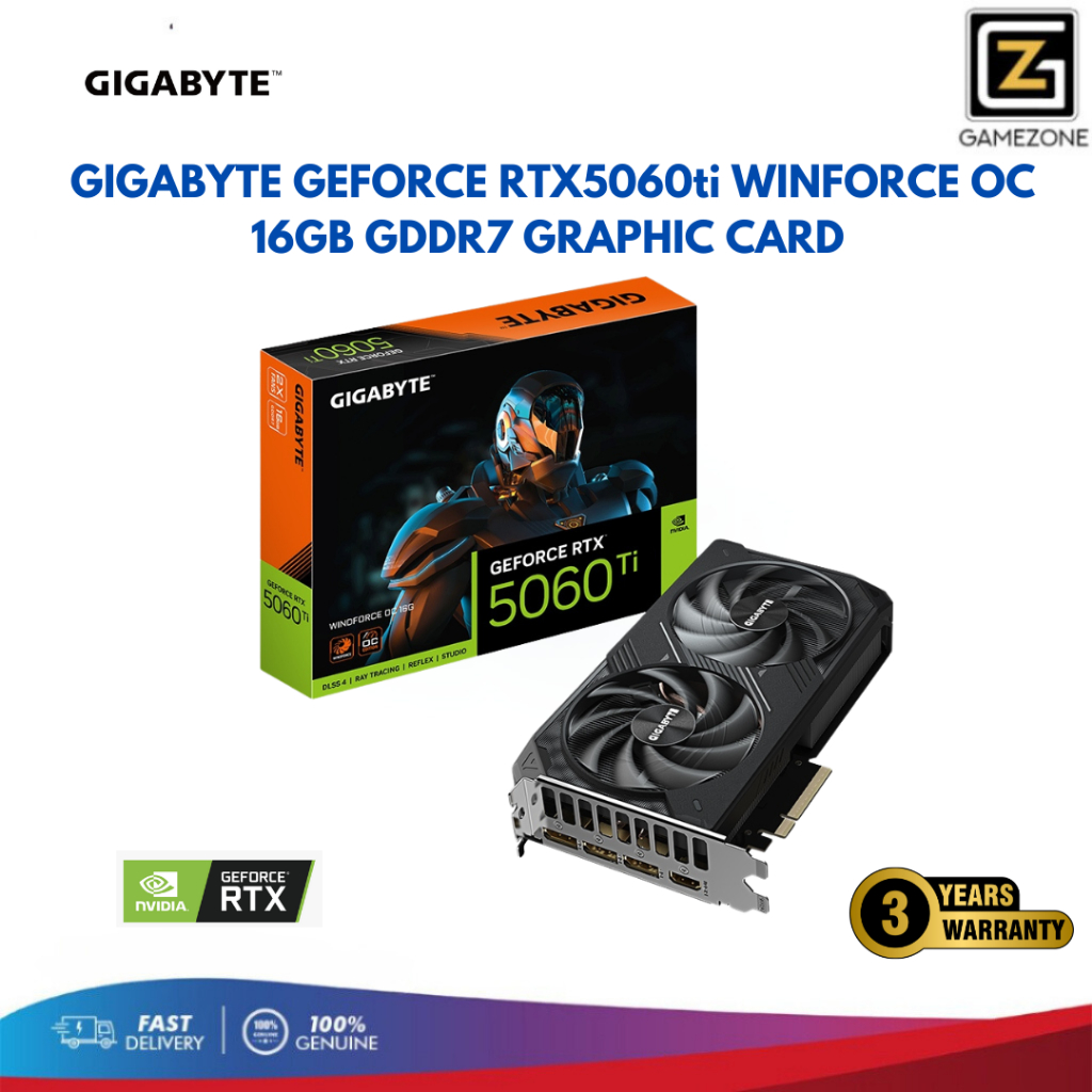 GIGABYTE RTX5060 TI WINDFORCE OC 16GB GDDR7 GRAPHICS CARD ( GV-N506TWF2OC-16GD ) | Shopee Malaysia