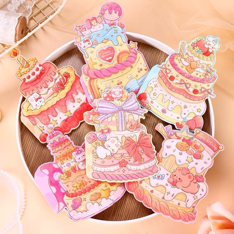 Kad Ucapan Hari Jadi Bentuk Kek 1 keping SAHAJA Cute Cartoon Birthday ...