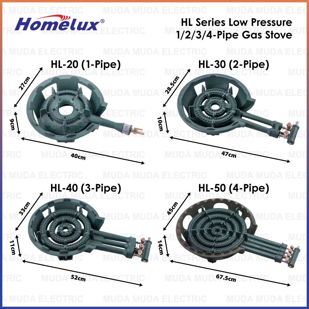Homelux 1/2/3/4-Pipe Low Pressure Gas Stove Cooker HL-20 | HL-30 | HL ...