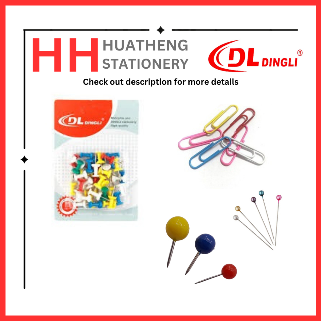 DingLi DL-047 Assorted Colors Push Pin/Thumb Tack/Paper Clip/Map Pins ...