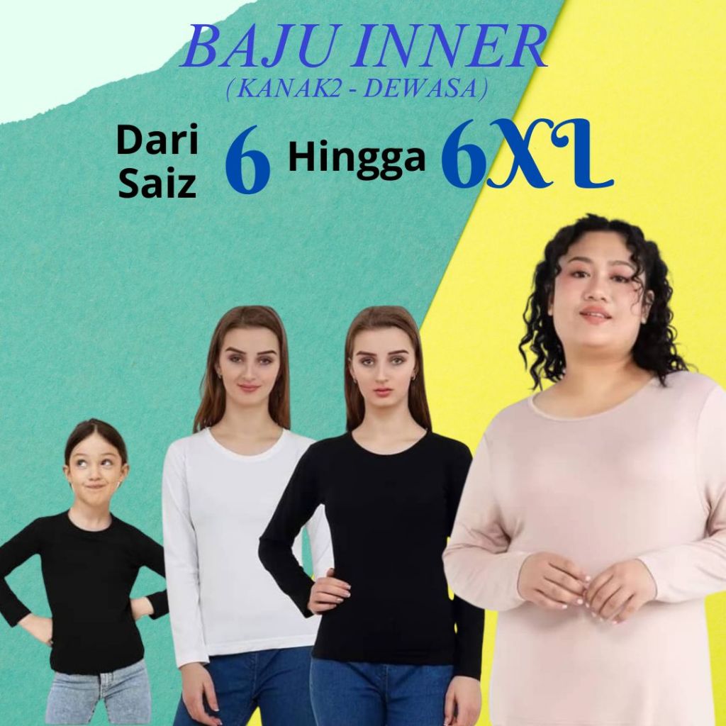 Inner Baju Wanita Lengan Panjang Cotton Women Inner Baju Muslimah Inner ...
